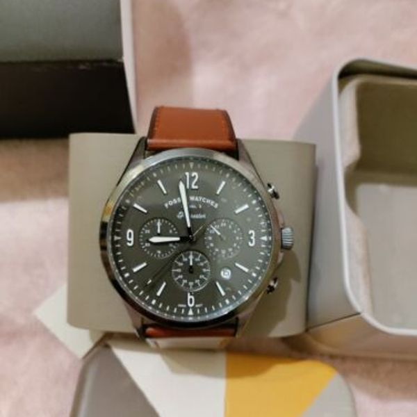 Fossil Forrester FS5815 Chronograph Amber Leather Men's Watch Genuine ...