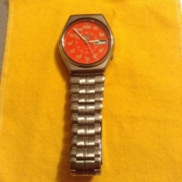 Seiko 5 Automatic Orange/pink Face Thai Numbers Vintage Watch ...