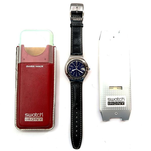 NEW Swatch Irony Watch HAPPY JOE Blue Military YGS400 with Case ...
