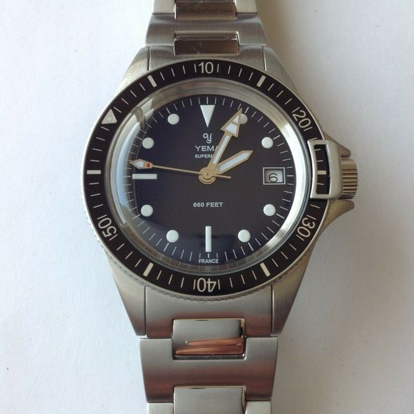 Yema Superman Heritage quartz watch YMHF1573-AM steel bracelet black ...