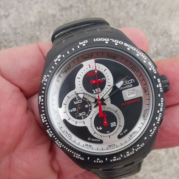 Swatch Automatic Chronograph Right Track SVGB400 Black Sapphire. | WatchCharts Marketplace