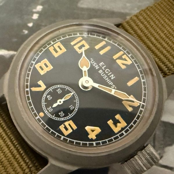 NEW OLD STOCK WW2 ELGIN MILITARY WATCH USN BUSHIPS NOS ORIGINAL CASE ...