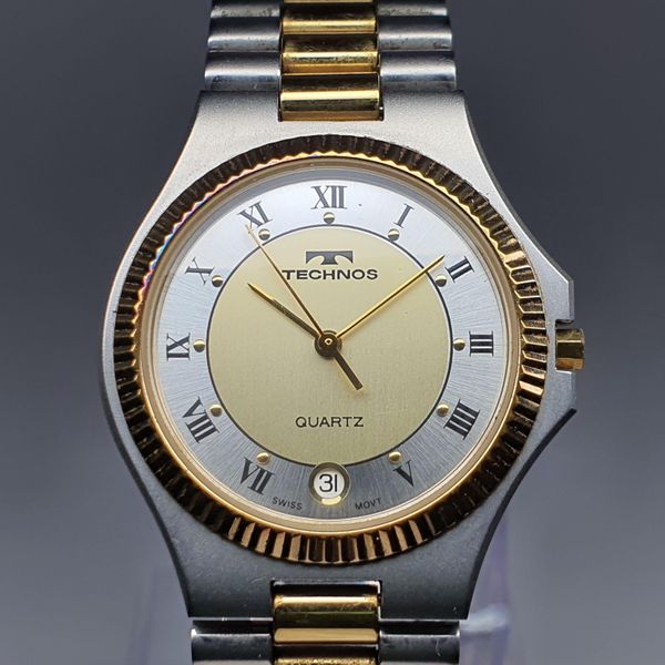 [WTS] Technos Vintage '90s Swiss ETA Cal. 955.412 Quartz Two-Tone Hidden Clasp Bracelet, Solid ...