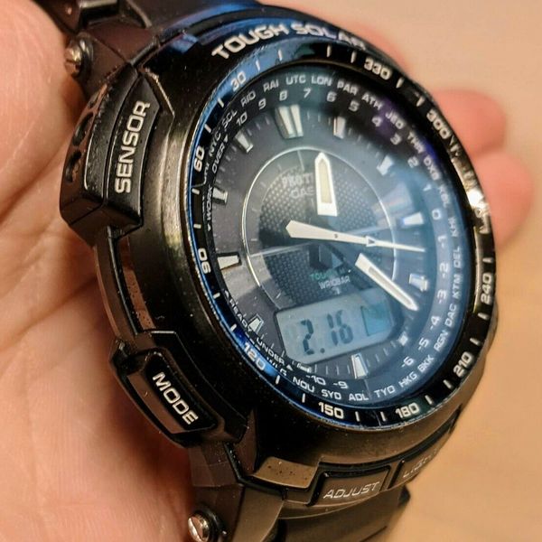 Casio Pro Trek Men's watch PRW-5100 Triple Sensor Tough Solar Multiband 6 Radio | WatchCharts ...