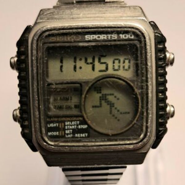 Vintage Seiko Sports 100 D138 'Running Man' Digital watch 1980s ...