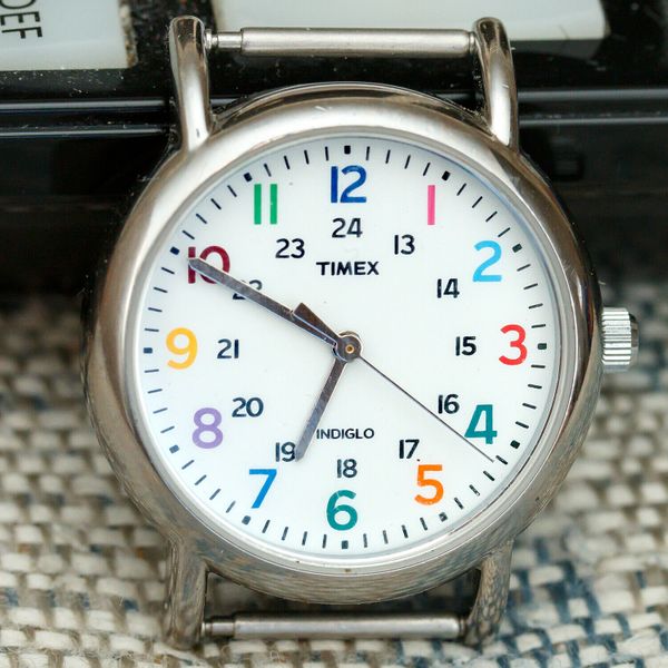 Timex T2N837 Weekender Indiglo White Multi Colors Face Watch NO BAND ...