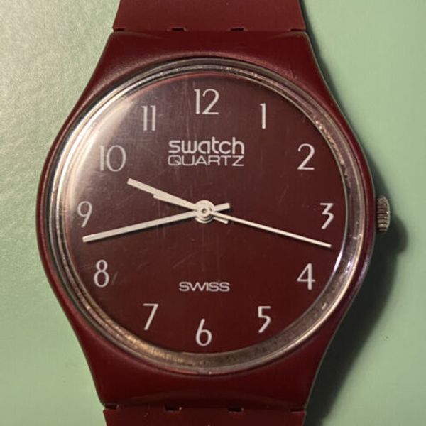 Rare Vintage SWATCH GR103 Red 1983 - Working - Original strap ...