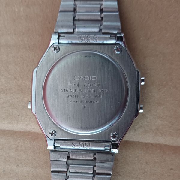 CASIO A164W Alarm Chronograph Menâ s Retro watch, Quartz, 35mm Face ...