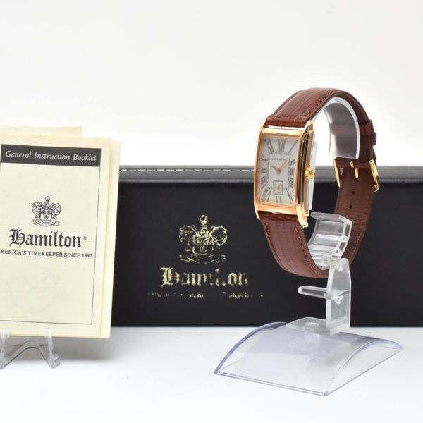â ¶ï¸ Vintage ã N MINT/Boxã HAMILTON Ardmore 6268 Gold Quartz Mens ...