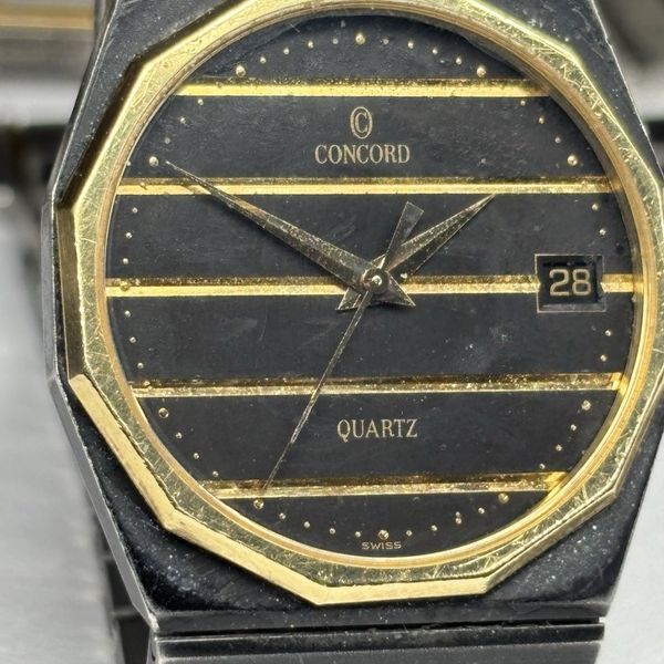 Concord Mariner SG Black Stainless & 18k Gold Quartz Wristwatch ...