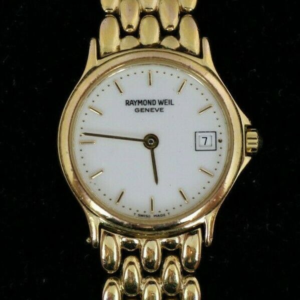 Vintage Raymond Weil Geneve Ladies Wrist Watch 5368 Gold Tone 23mm ...