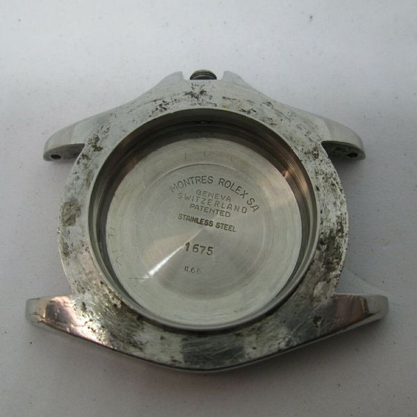 DAMAGE ROLEX 1675 POINTED CROWN GUARD CASE AND BACKCASE | WatchCharts