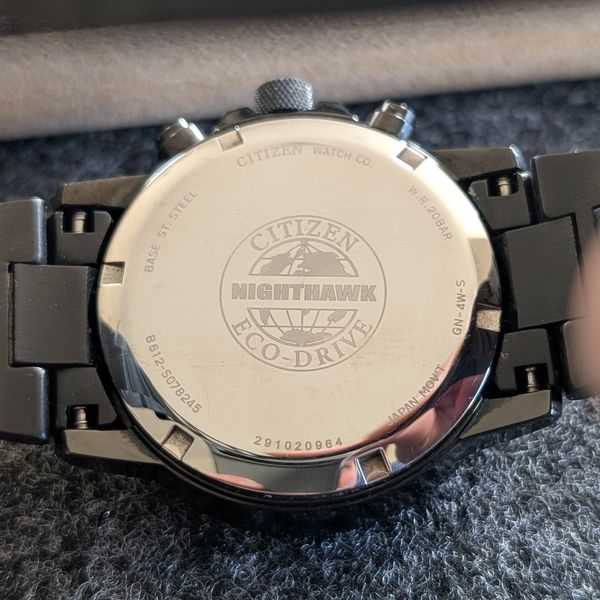 Citizen Nighthawk Eco Drive WR 200 Mens Watch Black +2 xtra Links AS-IS ...