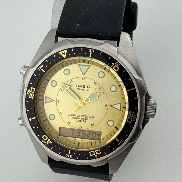 Casio Analog Digital Watch AMW-320R Men Rotating Bezel Alarm Chrono New ...