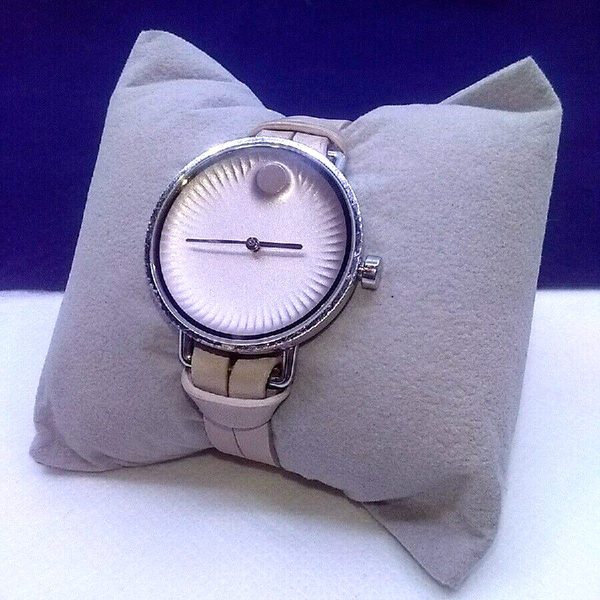Movado Edge Women's Watch New Battery Beige Leather Straps Stainless ...