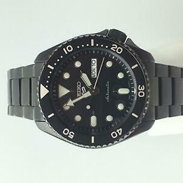 Seiko 5 Sports Black Dial Gunmetal Grey Steel Automatic Men's SRP ...