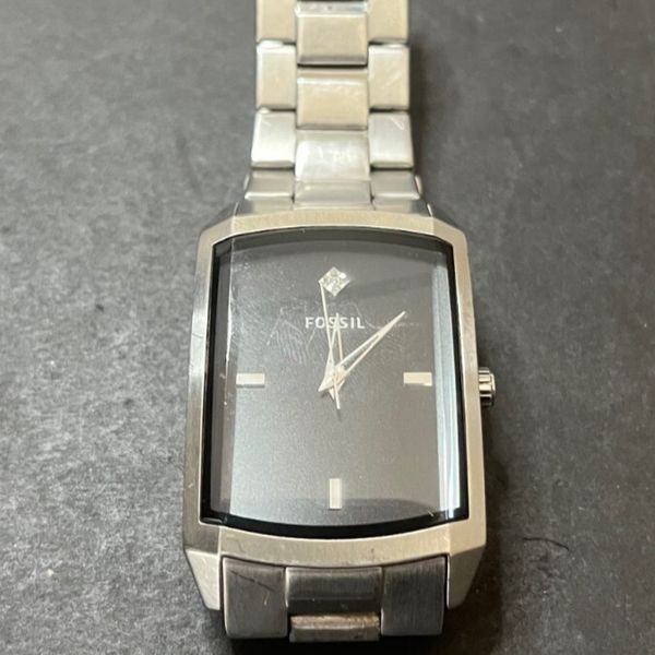 Menâ s Fossil Silver Tone Watch - Square, Stainless - FS-4477 ...