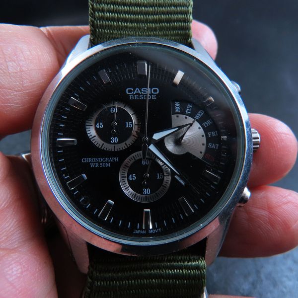 BEM-501 Casio Beside Chronograph Daydate Quartz Men Watch | WatchCharts ...