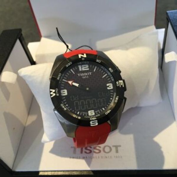 Tissot T Touch Solar Expert Titanium Watch With Red Silicone Strap ...