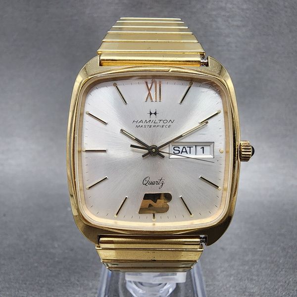 Hamilton Masterpiece Watch Men 32mm Champagne Dial Gold Tone Daydate ...