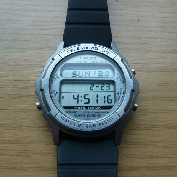 Vintage Casio digital watch DW-3600 200m module 838 Databank Telememo ...