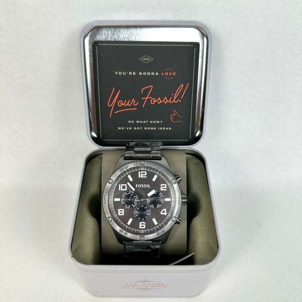 New Fossil Brox Multifunction Smoke Stainless Steel Men's Watch ...