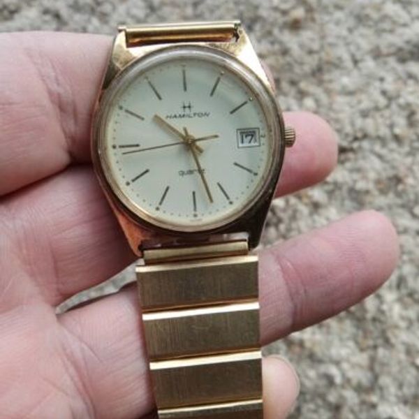 Hamilton Swiss 905880 Gold Tone Quartz Analog Men's Watch New Battery ...