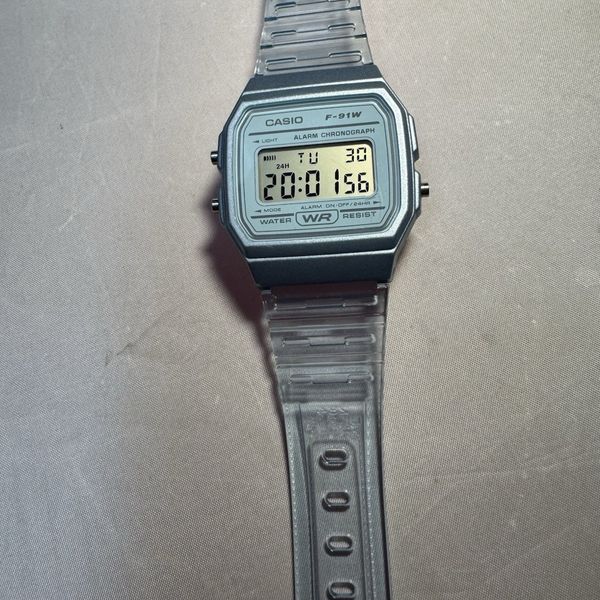 Casio Unisex Quartz Alarm Chronograph Clear Blue 35mm Digital Watch ...