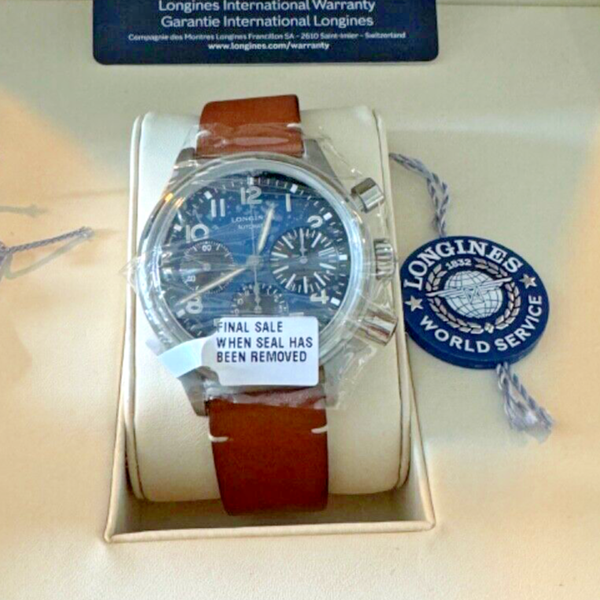 9.5/10 LONGINES AVIGATION BIGEYE CHRONOGRAPH BLUE PETROL TITANIUM 41MM ...