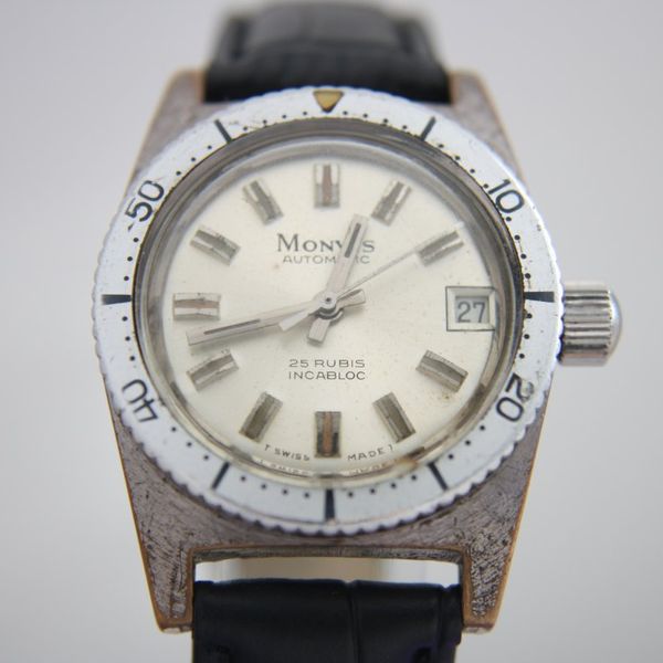 FS 1970s Monvis Swiss Diver 100m Automatic ETA 2783 25 Rubis 32mm ...