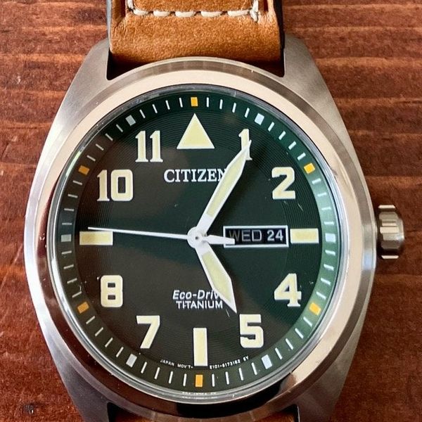 FS:: Citizen Garrison Eco Drive Titanium Field Watch Green Dial ...
