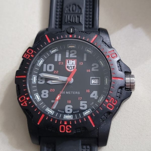 Luminox Navy Seal Black Ops Black PVD Red Accent Swiss Quartz Watch-XL ...