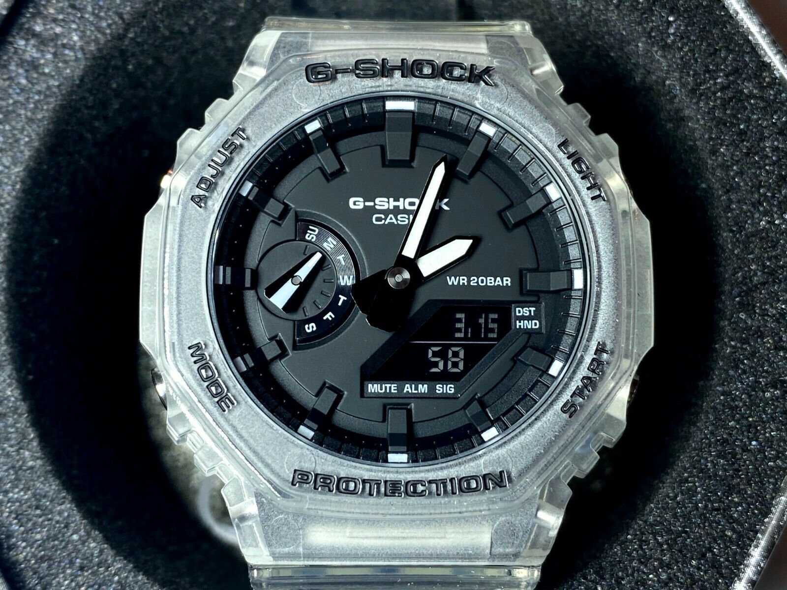 Casio G-Shock GA2100SKE-7A BRAND NEW Skeleton CasiOak Clear Resin Band ...