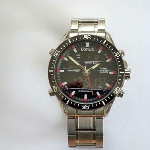 New Gent's Lorus Analogue/Digital Alarm Chronograph Quartz Watch ...