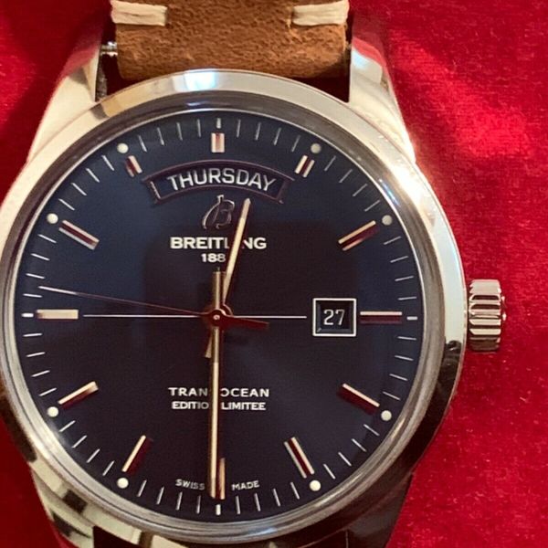 Breitling Transocean Day Date A45310 Swiss Automatic 43mm Blue limited ...