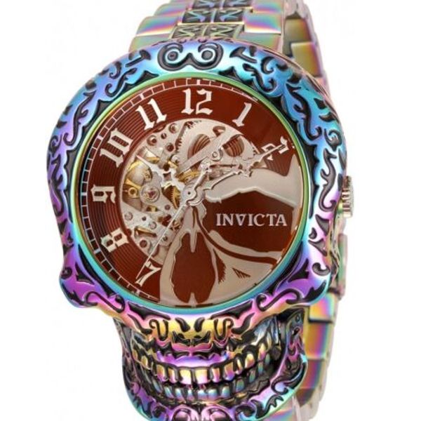Invicta Artist Skull Automatic Men's 50mm Iridescent Rainbow Tinted ...