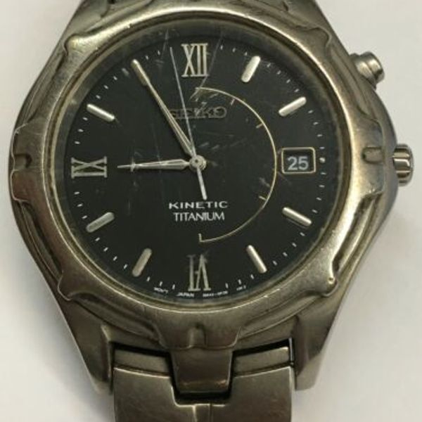 Seiko Titanium Kinetic 5M42-0L99 Power Reserve Indicator Wristwatch ...