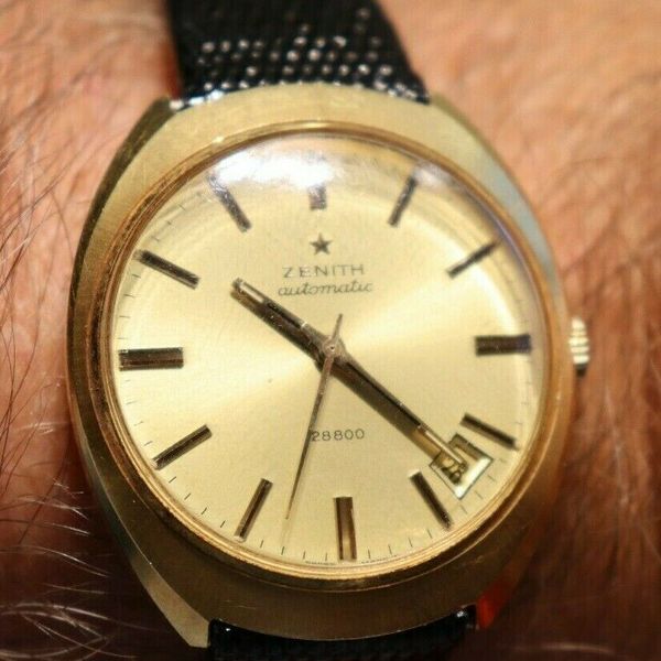 18K SOLID GOLD VINTAGE ZENITH 28800 AUTOMATIC HIGH BEAT WATCH ...
