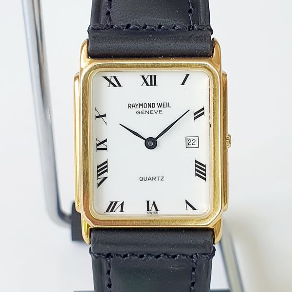 Vintage Raymond Weil 5600 Dress Watch Mens 18k Gold Plated Date Box New ...