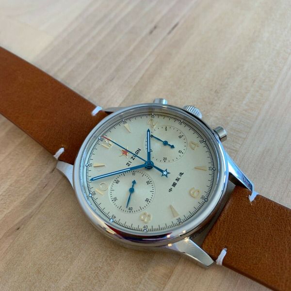 Seagull 1963 40mm Pilot Watch: Hand Wind Mech Chronograph w/ Sapphire ...