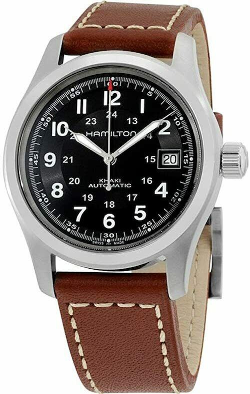 NEW HAMILTON KHAKI FIELD AUTOMATIC H-10 MOVEMENT BROWN LEATHER 42MM ...
