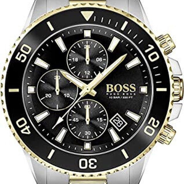 Hugo Boss HB1513908 Admiral Mens' Black & Gold Stainless Chrono Watch ...