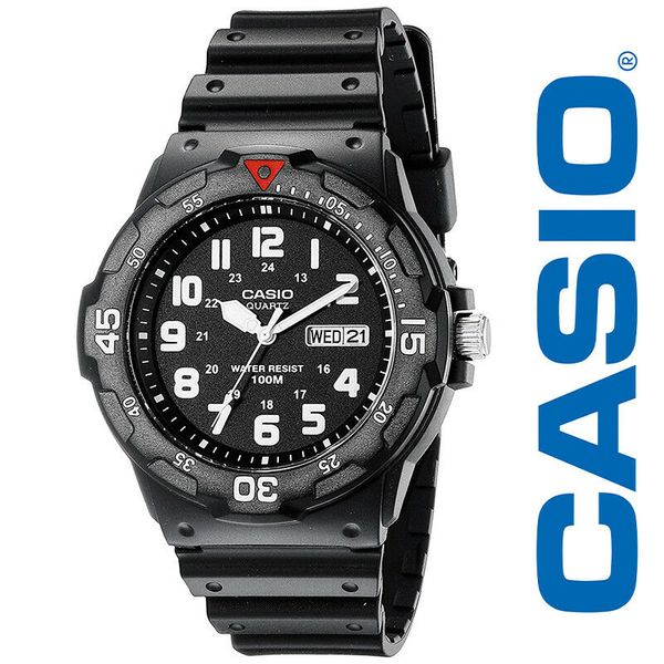 NEW Casio MRW200H-1BVCF Mens Black Watch Day Date Luminious Quartz ...