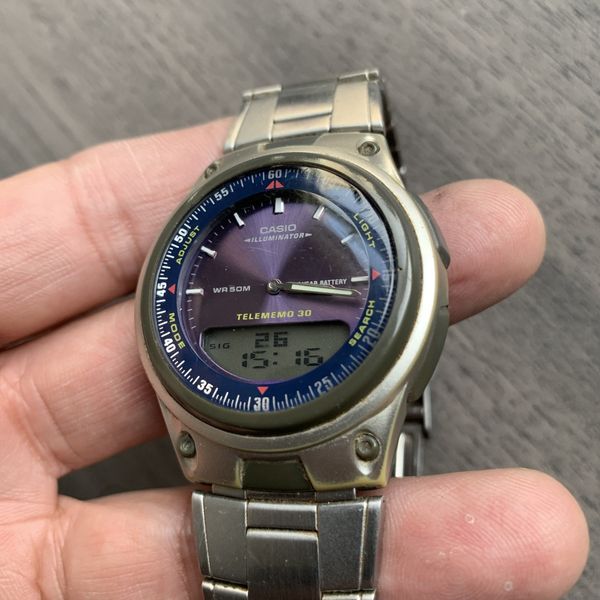 Vintage Casio AW-80 Telememo 30 Dual Display Multifunction Quartz Watch ...