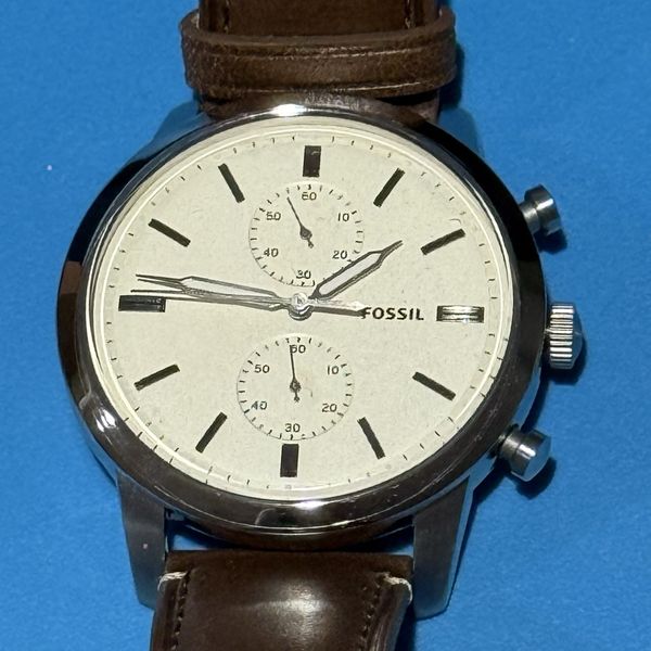 FOSSIL *Townsman Watch* White Dial Brown Leather FS5350 **NEW but Needs ...