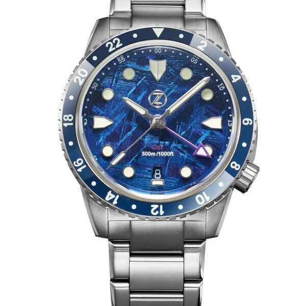 Zelos MAKO 300M GMT METEORITE 40mm Automatic Blue Watch | WatchCharts ...