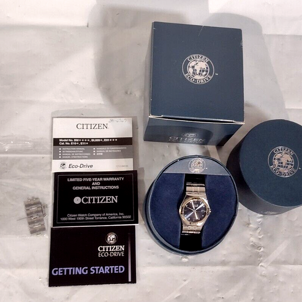 Citizen Eco-Drive E110-S001421 Watch Diamond Bezel Mens Black Face RUNS ...