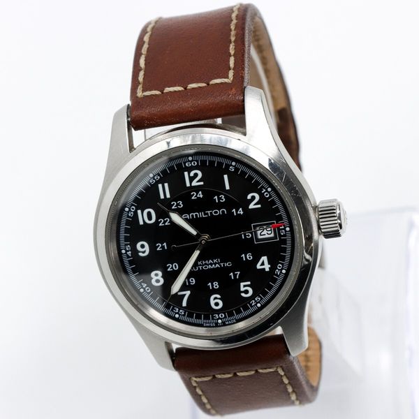 HAMILTON KHAKI FIELD AUTO BLACK H704450 38MM MEN'S AUTOMATIC WATCH ...