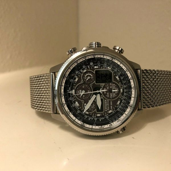 Citizen Navihawk A-T JY8030-83E Eco-Drive Men's Silver Watch USED ...