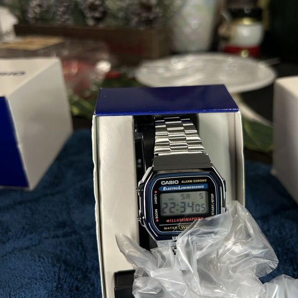 Casio A168WA-1W Digital Alarm Stainless Steel Illuminator Vintage Watch A168WA-1 | WatchCharts ...